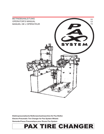 Tire Changer PAX TIRE CHANGER Operator’s Manual | Manualzz