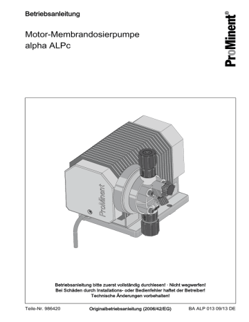 Motor-Membrandosierpumpe alpha ALPc Betriebsanleitung | Manualzz