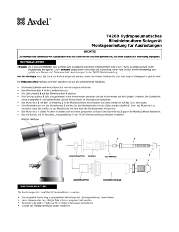 Threaded Insert Power Tool 74200 Hydropneumatic Fitting Instructions | Manualzz
