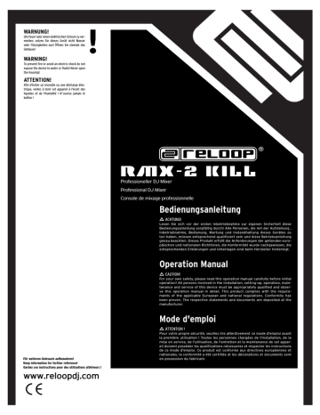 Reloop RMX-2 KILL Operation Manual | Manualzz