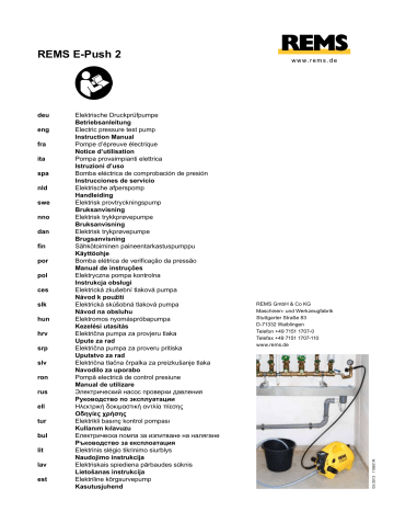 Instruktionsmanual | REMS E-Push 2 Elektrisk tryckprovningspump ...