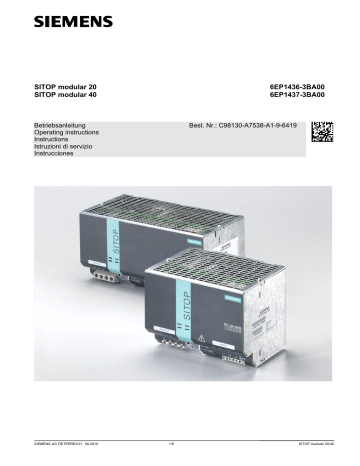 Siemens SITOP modular 20/40 Operating Instructions | Manualzz
