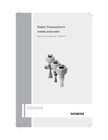 Radar Transmitter SITRANS LR250 Quick Start Manual | Manualzz