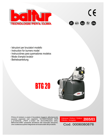 BALTUR BTG 20 Manuel du propriétaire | Manualzz