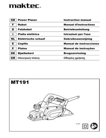 Makita MT191 Power Planer Instruction Manual | Manualzz