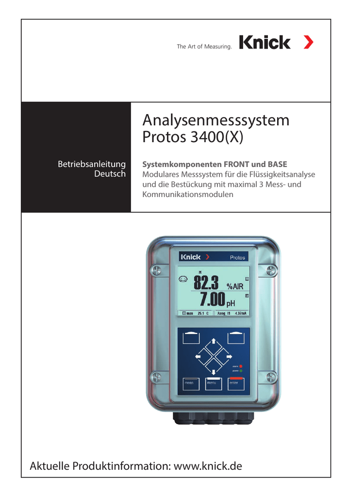 Betriebsanleitung Analysenmesssystem Protos 3400(X) | Knick | Manualzz
