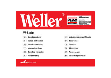 Weller Soldering Iron W-Serie W 61, W 101, W 201 Operating Instruction ...