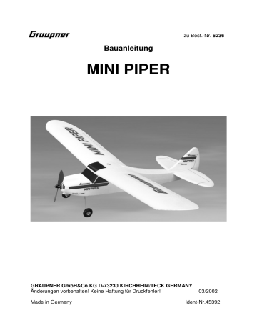 Graupner MINI PIPER Building Instructions | Manualzz