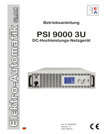 PSI 9000 3U Power Supply Operating Instructions | Manualzz