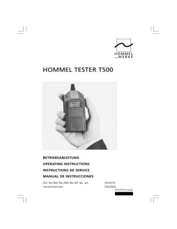 HOMMEL TESTER T500 Operating Instructions | Manualzz