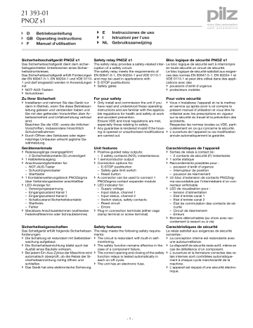 Safety relay PNOZ s1 Operating instructions | Manualzz