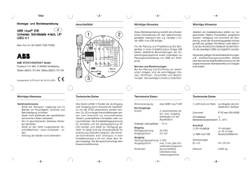 ABB US/U4.1 Installation and Operating Instructions | Manualzz