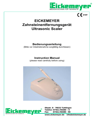 Eickemeyer Ultrasonic Scaler - Instruction Manual | Manualzz