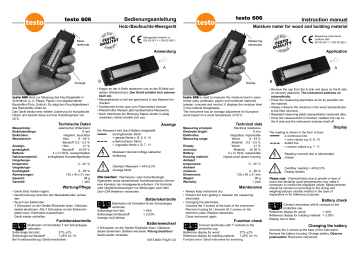 testo 606 Moisture meter Instruction manual | Manualzz