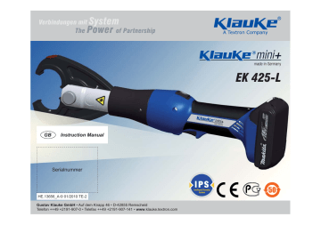 Battery operated electro-hydraulic crimping tool EK 425-L Instruction ...
