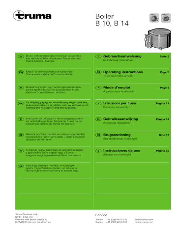 Truma B 10 Operating Instructions Manual | Manualzz