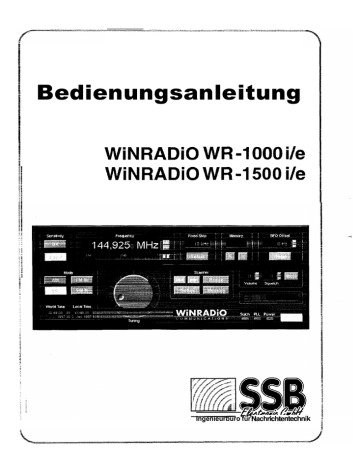 WINRADIO WR-1000 i/e und WR-1500 i/e Bedienungsanleitung | Manualzz