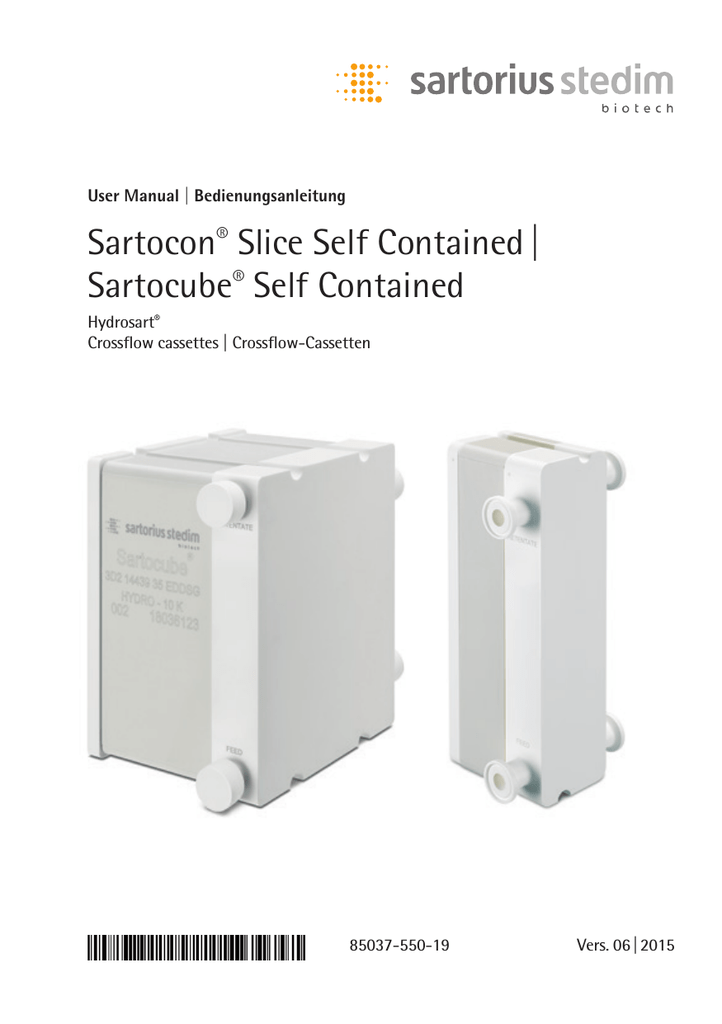 Sartocon® Slice Self Contained | Sartocube® Self Contained | Manualzz