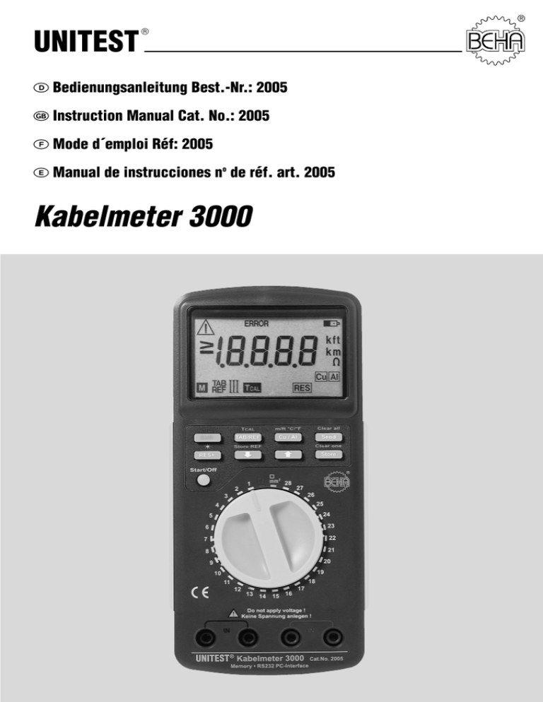 UNITEST Kabelmeter 3000 | Manualzz