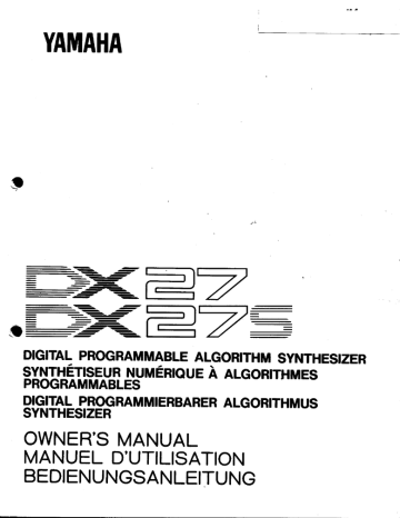 Yamaha DX 27 & DX 27S Owner's Manual | Manualzz