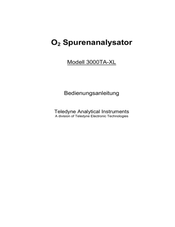Teledyne 3000TA-XL Trace oxygen analyzer Benutzerhandbuch | Manualzz