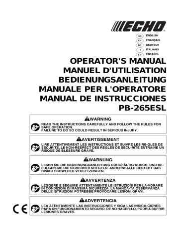Echo PB-265ESL Operation Manual | Manualzz