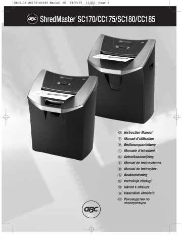 GBC ShredMaster SC170, ShredMaster CC185, ShredMaster CC175, ShredMaster SC180 Benutzerhandbuch ...