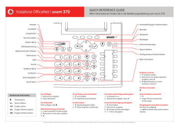 Vodafone snom 370 OfficeNet Bedienungsanleitung | Manualzz