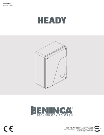 Beninca Heady Control Panel Owner's Manual | Manualzz