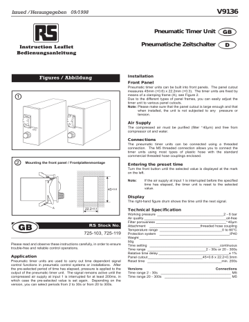 Pneumatic Timer Unit V9136 Instructions Leaflet | Manualzz