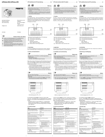 Festo CPV-CPI Valve Terminal Operating Instructions | Manualzz