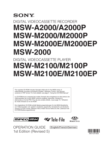Sony MSW-2000 Operation Manual | Manualzz