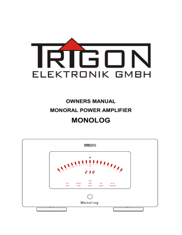 TRIGON MONOLOG モノラルパワーアンプ 取扱説明書 | Manualzz