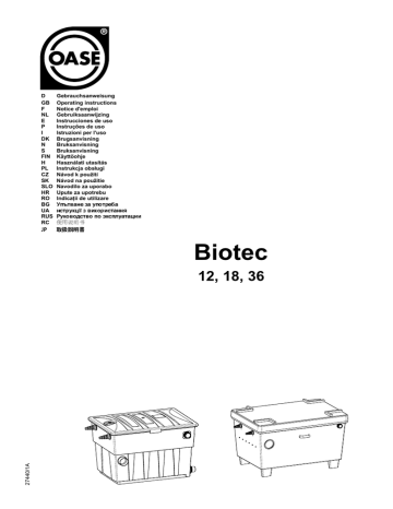 OASE Biotec 36, Biotec 12, BioTec ScreenMatic 36, Biotec 18 Käyttö ...
