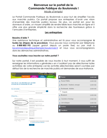 Mode d'emploi du Portail Commande Publique du Boulonnais | Manualzz