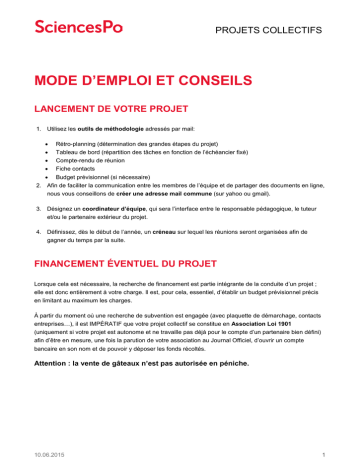 Mode d'emploi Projet collectif SciencesPo | Manualzz