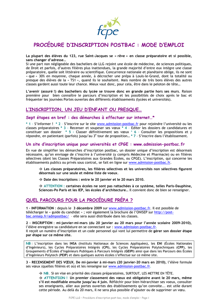 Mode d emploi APB. www.admission-postbac.fr