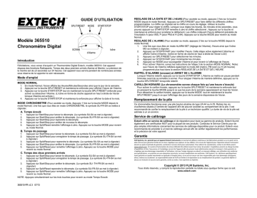 Extech Instruments 365510 Stopwatch/Clock User's Manual | Manualzz