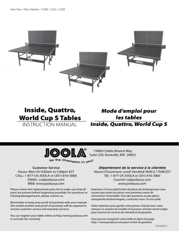 JOOLA Inside Instruction manual | Manualzz