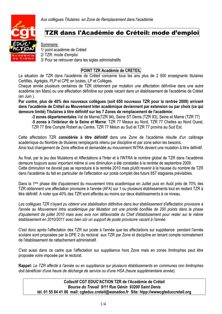 affectation ? titre provisoire intra