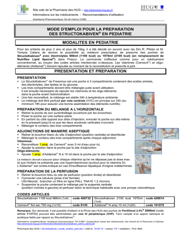 StructoKabiven, Cernevit, Addamel N, PeriOlimel Mode d'emploi | Manualzz