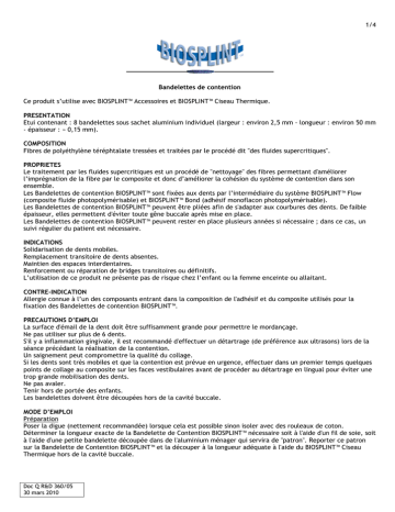 Notice d'utilisation Bandelettes de contention BIOSPLINT | Manualzz