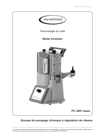 Manuel d'utilisation pompe à membrane PC 3001 basic | Manualzz