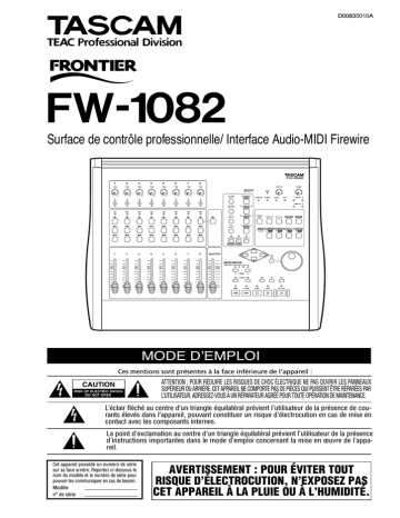 TASCAM FW-1082 Manuel d’emploi | Manualzz