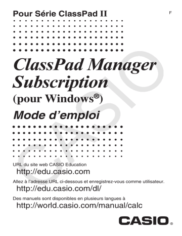 Logiciel ClassPad II ClassPad Manager - Mode d'emploi | Manualzz