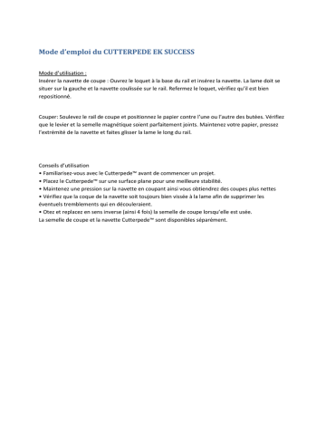 Cutterpede EK SUCCESS Mode d’emploi | Manualzz