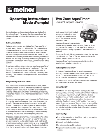 Melnor 4 Zone Water Timer Manual