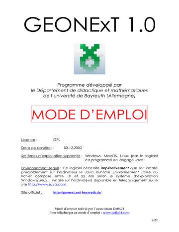 GEONExT mode d'emploi | Manualzz