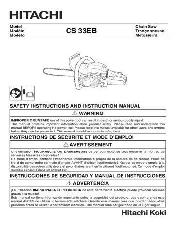 Hitachi CS33EB Chainsaw Instruction manual | Manualzz
