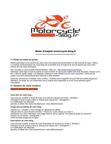 Mode d'emploi - blog | Manualzz